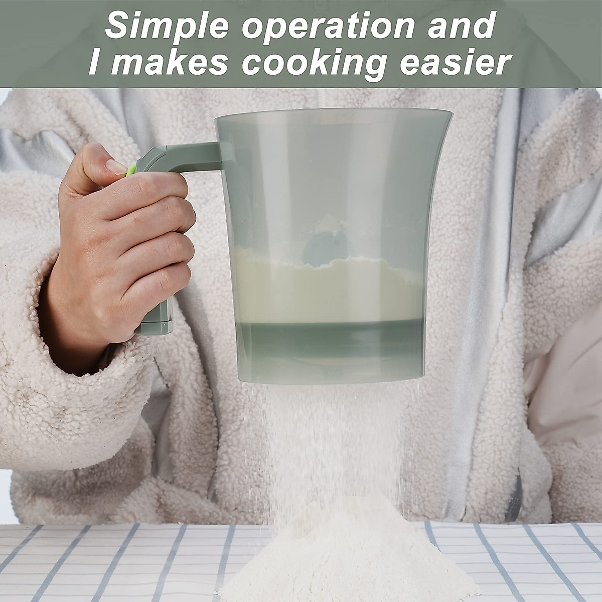 HESEXID Flour sifter,Battery Operated Electric flour sifter,Baking sifter with food grade stainless steel sifter. (black)