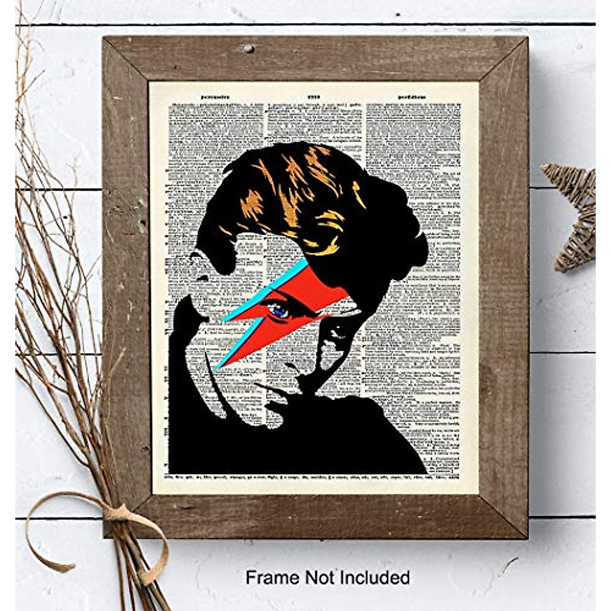 David Bowie Unframed Dictionary Wall Art Print - Great Gift for Rock n Roll Music Fans - Chic Home Decor - Ready to Frame (8x10) Photo - Ziggy Stardust