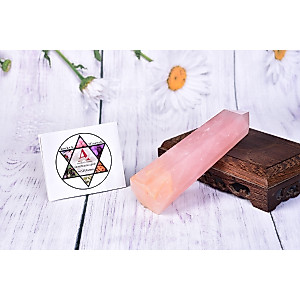 AMOYSTONE Rose Quartz Obelisk Tower Large Healing Crystal Wand Point 6 Faceted Reiki Chakra Meditation Therapy Pink 1.1-1.7 LBS