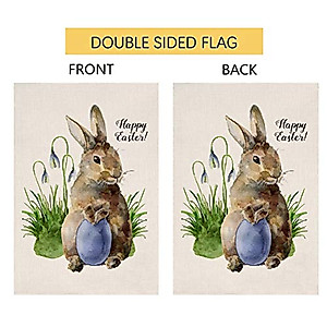 BLKWHT Easter Rabbit Small Garden Flag Vertical Double Sided 12 x 18 Inch Spring Bunny Yard Decor