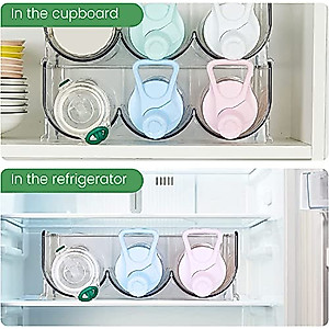 2 Pcs Plastic Stackable Water Bottle Holders -Water Bottle Organizer Kitchen Pantry Refrigerator Storage Bins - Wine and Water Bottle Organizer Stand Countertop Cabinet Organization Rack