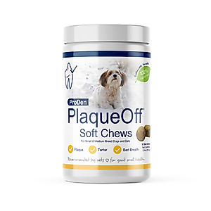 ProDen PlaqueOff Soft Chews with Natural Kelp - for Small & Medium Breed Dogs & Cats - Supports Normal, Healthy Teeth, Gums, and Breath Odor in Dogs & Cats - 90 Soft Chews