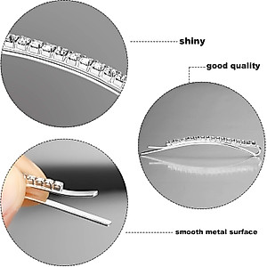 TecUnite 16 Pcs Rhinestone Bobby Pins Bling Decorative Hair Pins Metal Diamond Clear Crystal Fancy Hair Clips Barrette Accessories for Women Bridal Wedding Party Daily, 2.36 Inch(Silver, Rose Gold)