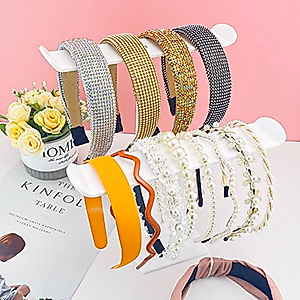 Bigfety Acrylic Headband Holder, 2 Pack White Headband Organizer Stand, Hair Accessories Storage (2-Tier & 2-Panel)