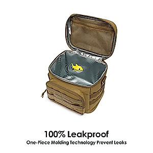 TACTICISM Tactical Lunch Box for Men 12L MOLLE Lunch Bag Adult, Up to 8 Hours Insulated lunchbox, Large Durable Leakproof Cooler with Detachable Water Bottle Pouch, for Work Camping Fishing, Brown