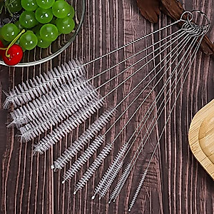 Ixiaoyoo Straw Cleaner Brushes Sets, 12 Pieces 8.2 Inch Botthle Cleaning Brush and Nylon Tube Brush Brush Kit for Sippy Cup, Tumbler, Water Bottle, Drinking Straw (White)