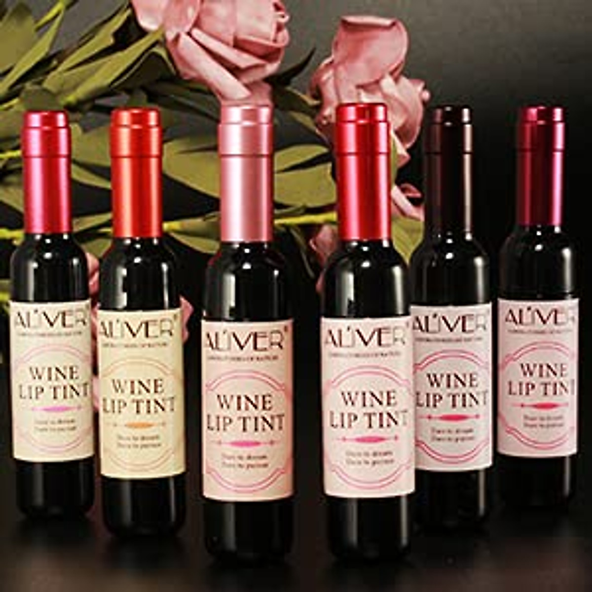 6 Colors Wine Lip Stain, Wine Lipstick Lip Gloss Set, Long Lasting Waterproof Lip Gloss Set, Matte Wine Lip Tint Set for Women