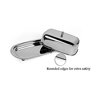 King International Stainless Steel Large Butter Dish, Butter Box with Lid, Butter Container,6.20 Inch Half Kg Butter Box, Fridge Storage Container for White Butter