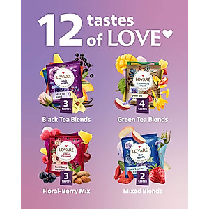LOVARE Tea Bags Variety Pack - Made in Ukraine - Black and Green, Floral Berry, Mixed Blend Assorted Tea Collection - Tea Sampler - Tea Gift Sets for Tea Lovers (60 Bags - 12 Tastes)