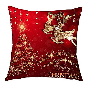 Cushion Decoration Christmas Pillow Cover Holiday Xmas Decor Throw Pillow Case for Sofa Couch Office Bedroom Decorations - 18 x 18 in