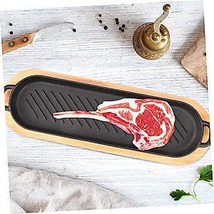 OKUMEYR Grill Plate Creative Baking Pan Steak Pan Cast Iron Serving Plate Frying Plate Steak Grill Pan Household Steak Pan Non-stick Steak Pan Cast Iron Steak Plate Grilling Food Pan