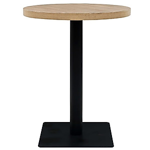YPWRENH Entrance Table Coffee Table Bistro Table MDF and Steel Round 23.6"x29.5" Oak Color for Dining Room, Kitchen or Living Room