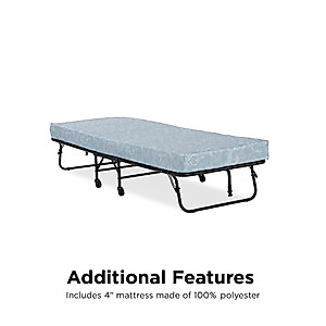 DHP Levy Folding Guest Bed with Metal Frame & 5 Inch Mattress, Twin, Black