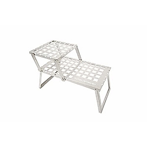 Viator Outdoors Campfire Grill Grate for Camping Cooking – Heavy Duty Food Grade Stainless Steel Over Fire Pit Grill – Foldable Griddle for BBQ, Cooking, Heating – Portable Carry Bag Included