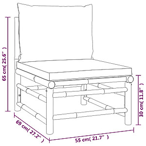 VRAXO 6 Piece Patio Lounge Set with Green Cushions Bamboo,Outdoor Furniture Sets-118.8lbs