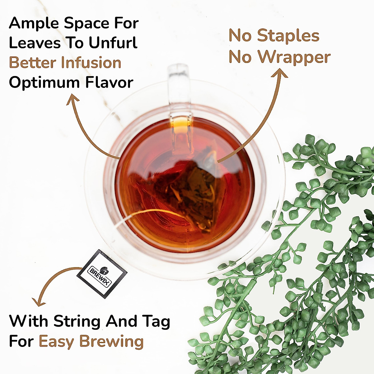 BREWIX, Peach Party (22 Pyramid Tea Bags) | Black Tea with Peach | Premium Black Tea with Peach | Floral & Refreshing Peach Tea Bags | Iced Tea Bags | Caffeinated And Sugar-Free