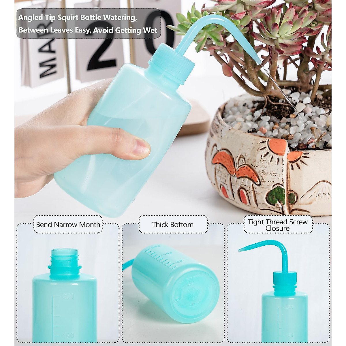 Tattoo Wash Bottle- Melphoe 2Pcs 250ml Water Squirt Bottle Succulent Watering, Safety Rinse Bottle Watering Tools, Tattoo Supplies, Irrigation Squeeze Sprinkling Can Wash Plant Bottle (Blue)