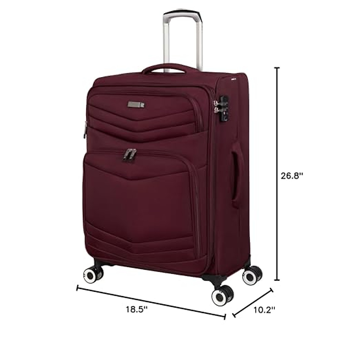 it luggage Intrepid 27" Softside Checked 8 Wheel Expandable Spinner with TSA Lock, Dark Red