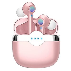 YHT Earbuds Wireless Bluetooth 5.3 Ear Buds 4-Mics Clear Calls ENC Noise Cancelling Earphones 30H Playtime Deep Bass Ear Buds Waterproof Sports Earbud & in-Ear Headphones for iPhone Android (Pink)