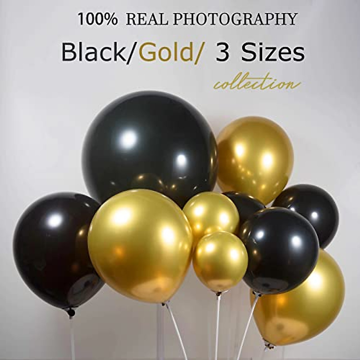 Gold and black balloons Garland Arch Kit 133PCS with Starburst foil balloons for Wedding Anniversary new years eve decorations Retirement party Men Bithday Supplies