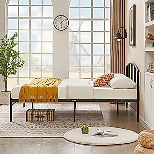 VECELO Full Bed Frame with Headboard and Footboard, 14 Inch Metal Platform Mattress Foundation, Sturdy Premium Steel Slat/No Box Spring Needed