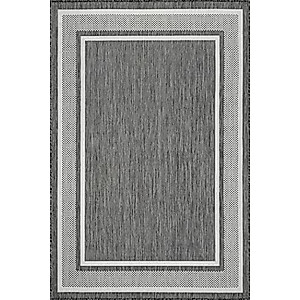 Adiva Rugs Outdoor Indoor Area Rug, Weather Resistant, Easy to Clean, Stain Resistant Floor Mat for Dining Room, Backyard, Deck, Patio (Pebble Weiss, 5'3" x 7')