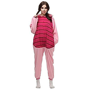 TSMY Christmas Masquerade Piglet Costume Halloween Unisex Adult Onesie Pig Pajama Pink Small