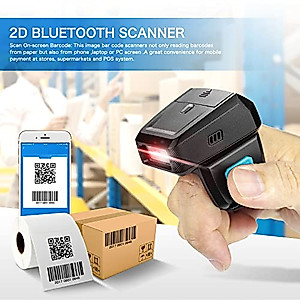 NETUM Bluetooth 2D QR Ring Barcode Scanner, Wearable Mini Bar Code Reader with Charging Cradle and Built-in Memory, Fast and Precise scanning - RS9000