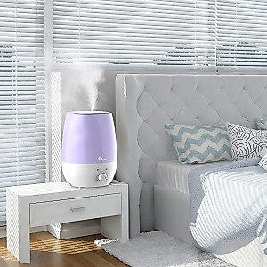 1byone Humidifiers for Bedroom 6L Cool Mist Air Ultrasonic for Plants Indoor with Essential Oils Diffuser for Baby Kids, with 7 Colour Night Light, Ultra Quiet & Easy to Clean, Auto Shut-off, Blue