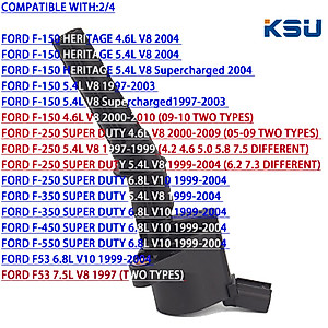 KSU Compatible With Ignition Coil Pack for Ford EXPEDITION EXPLORER F-150 F-250 F-350 F-450 CROWN VICTORIA E-150 E-250 E-350 E-450 MUSTANG THUNDERBIRD LINCOLN MERCURY 4.6L 5.4L V8 DG508 DG457(8Pack)
