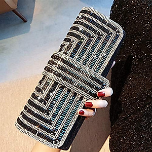 QELEG Satin Evening Bags Rhinestone Clutch Purses for Women Handbags Formal Wedding Party Prom Purse Money Bags (Black)