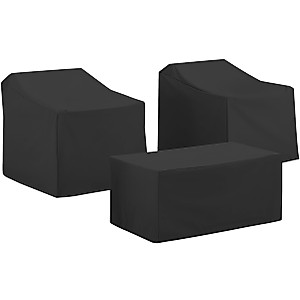 Crosley Furniture Patio Furniture Covers, Waterproof 3-Piece Cover Set for Outdoor Chairs and Coffee Table, Black