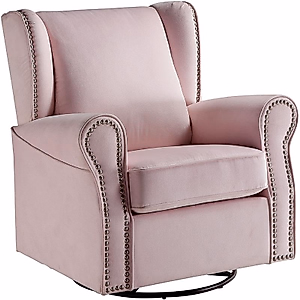 simple relax Pink Swivel Chair with Glider