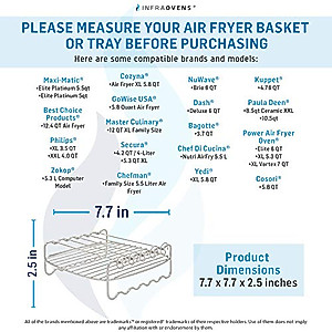 Air Fryer Rack Accessories Compatible with Power Airfryer Oven Vortex, Bagotte, Master Culinary, Paula Deen, Philips, Yedi, Secura, More | Skewer + Kebab Accessory for Cooking + Grilling