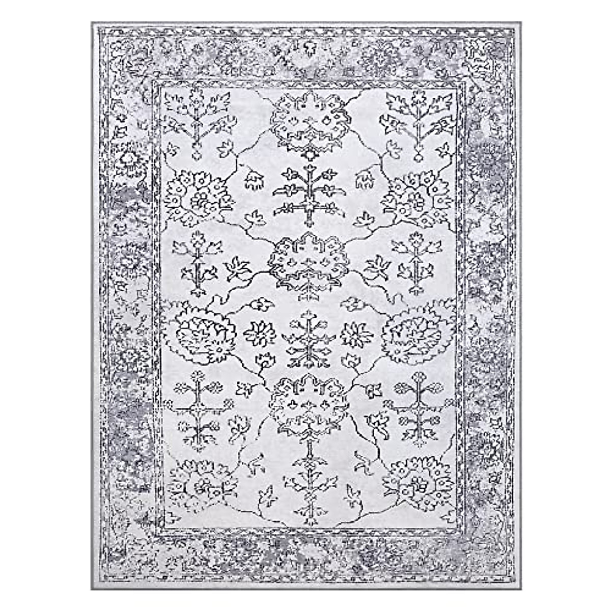 8x10 Area Rugs for Living Room：Large Neutral Moroccan Distressed Carpet Machine Washable Farmhouse Collection Carpets for Dining Room Bedroom Nursery Home Office Gray/Blue