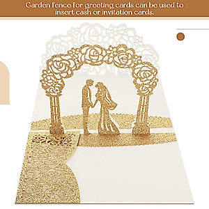 Tallew Wedding Pop up Card Set 3D Greeting Anniversary Card Romantic Wedding Congratulations Card with Envelope for Bride and Groom Valentine's Day Engagement Party Supplies(Arched Door Style)