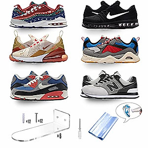 AOHMPT Clear Floating Shoe Display for Wall Mount-Floating Shoe Shelves to Showcase Sneaker Collection, Shoe Wall Shelf, Shoe Shelf for Wall, Sneaker Shelf with Shrink Wrap Bags (6 pack+)