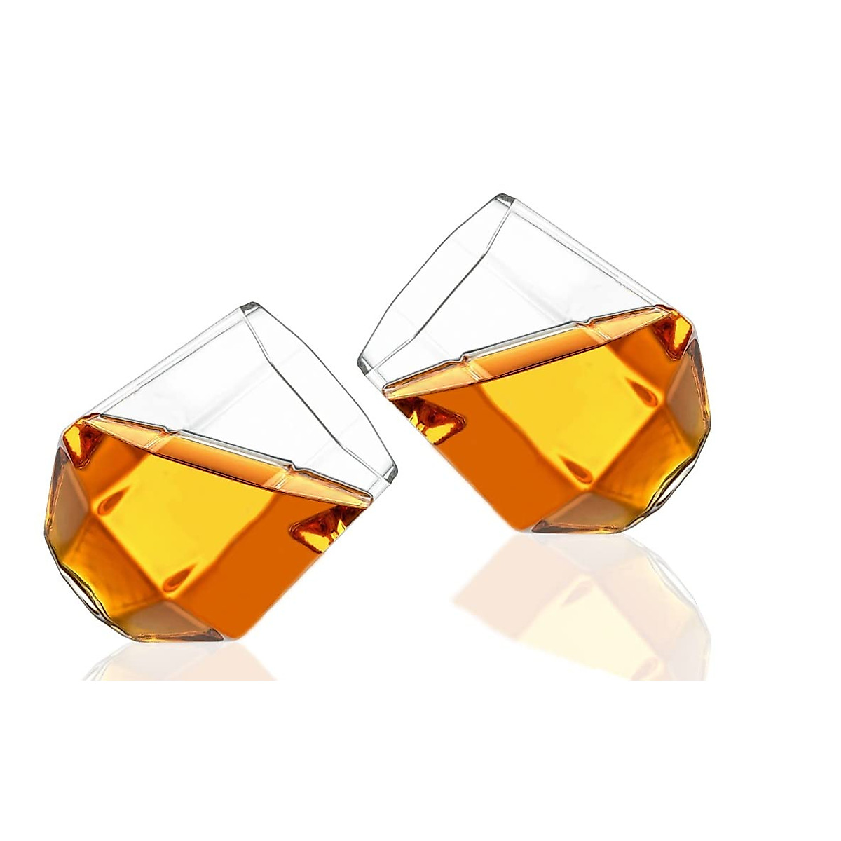 the diamond glassware Diamond Whiskey Glasses - Handmade Drink Holder for Liquor, Scotch and Bourbon - Elegant, Light, Durable - Barware Gift for Birthday, Anniversary and Father’s Day - Set of 2