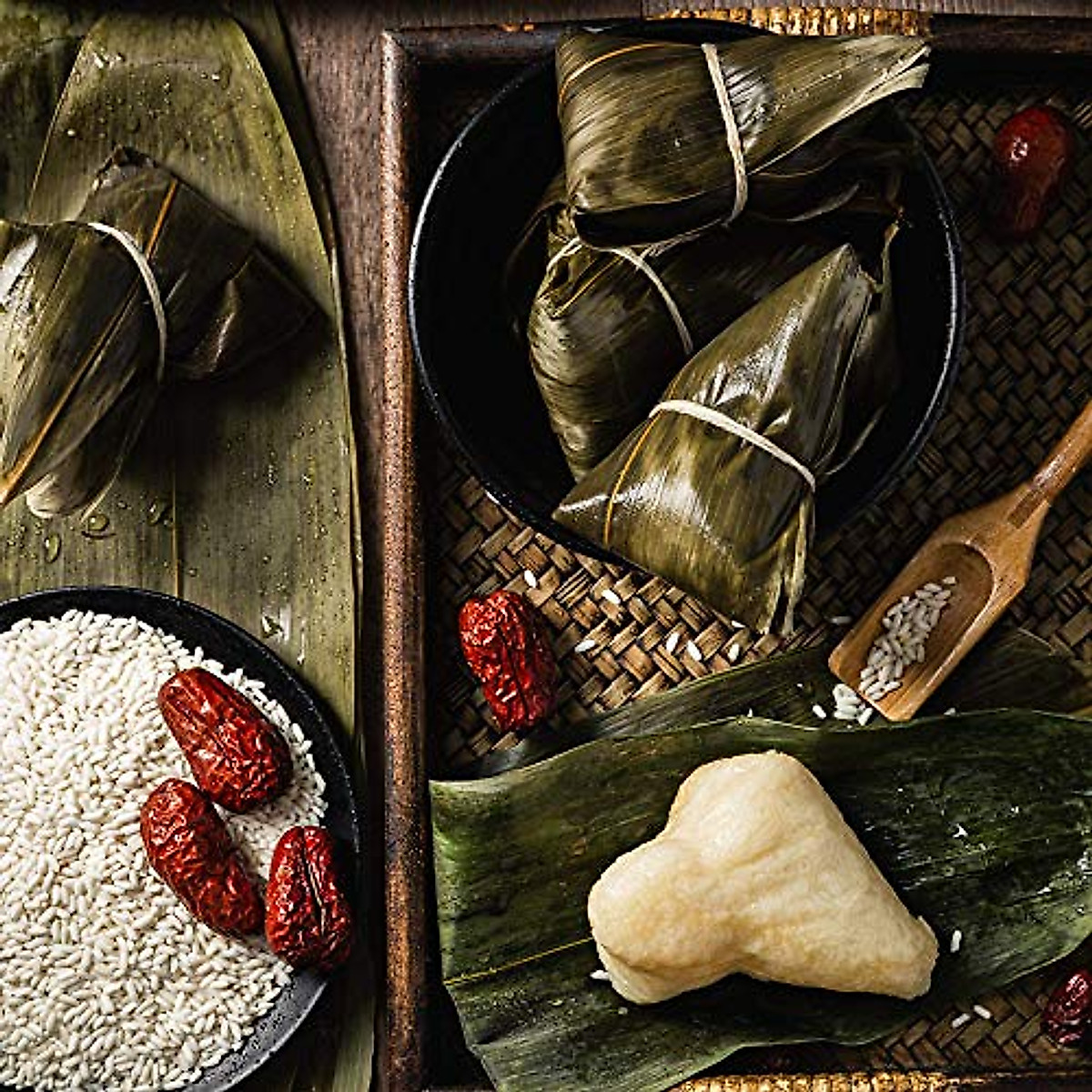 BambooMN Bamboo Leaves for Cooking Zongzi, Banana Leaf Alternative, Grilling/Barbeque, Natural Boiling Bags - 12.25 x 3.5 Inches - 100 pack