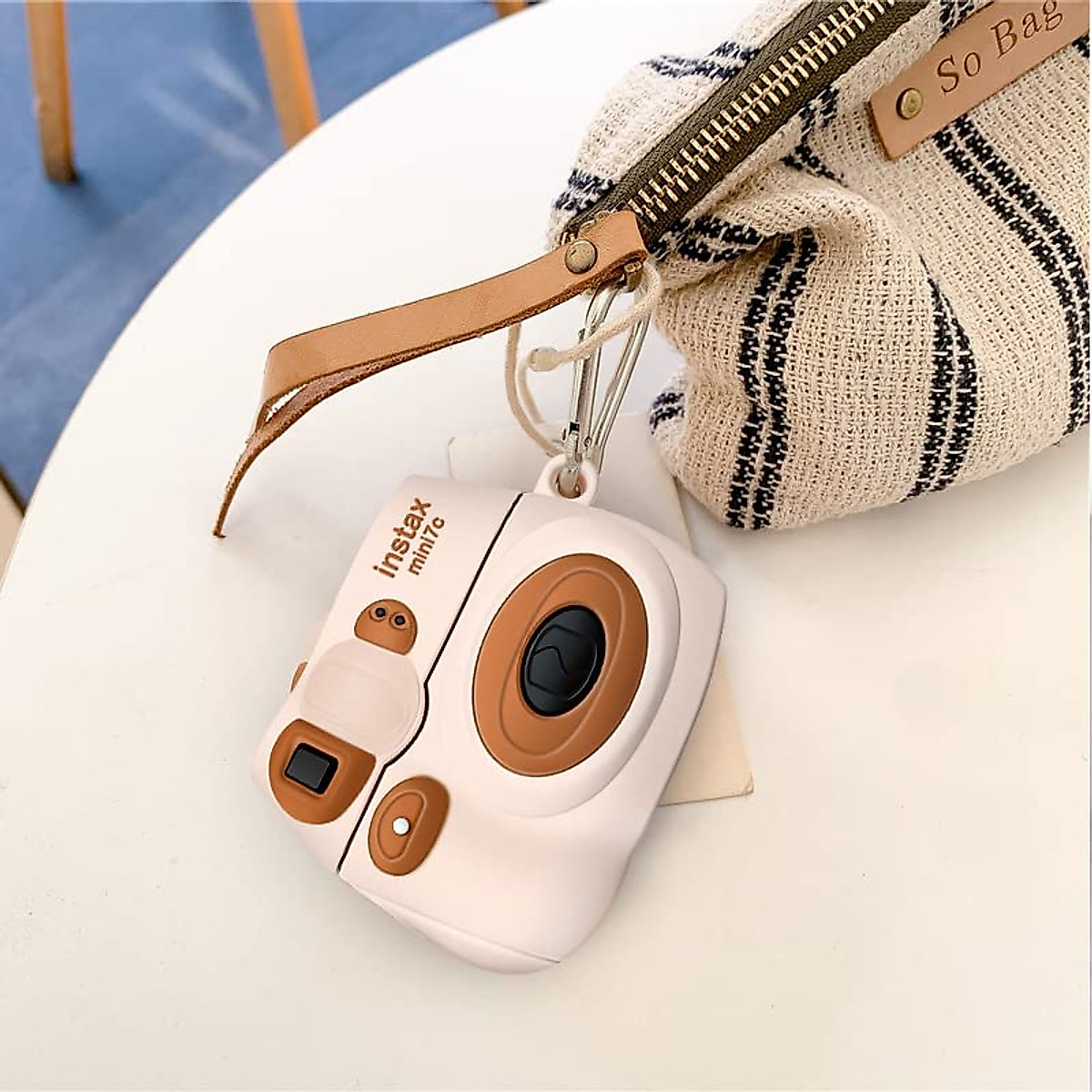 MOLOSLEEVE Airpods Pro Case Cover, Cute 3D Cartoon Camera Silicone Anti-Slip Scratch Resistant Drop Proof Full Cover Case with Keychain Girls Kids Women Teens for Airpods Pro Charging Case