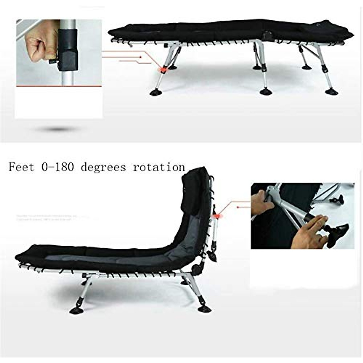 XZGDEN Lightweight Mahanz Sun Lounger Camping Chairs Folding Bed Office Lunch Break Single Bed Siesta Bed Simple Bed Babysitter Bed Thick Alloy Tube Foam Mattress