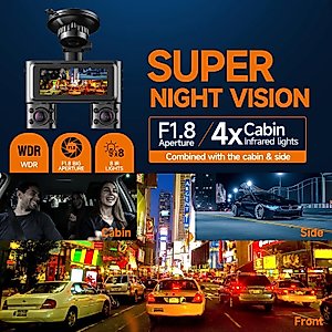 HUPEJOS V7 64G Dash Cam with Type-C Hardwire Kit with Radar Detection