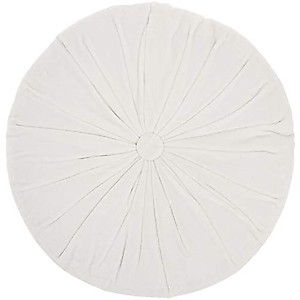 Mina Victory Sofia Round Ruched Velvet Cream 16"X16" Round Throw Pillow
