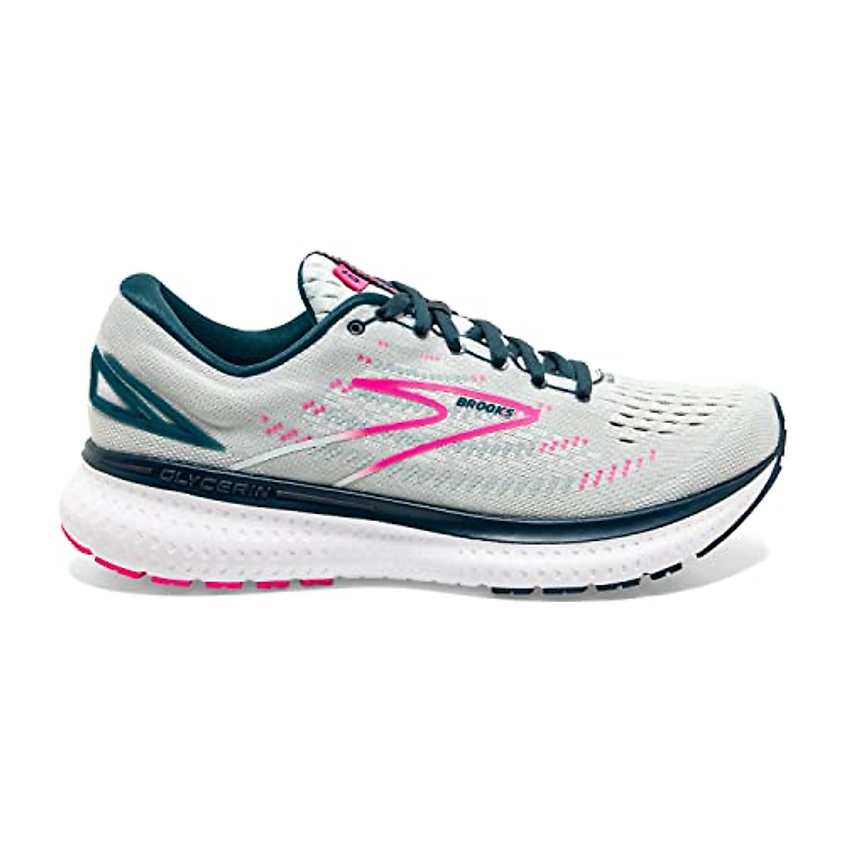 Brooks Women's Glycerin 19 Neutral Running Shoe - Ice Flow/Navy/Pink - 5