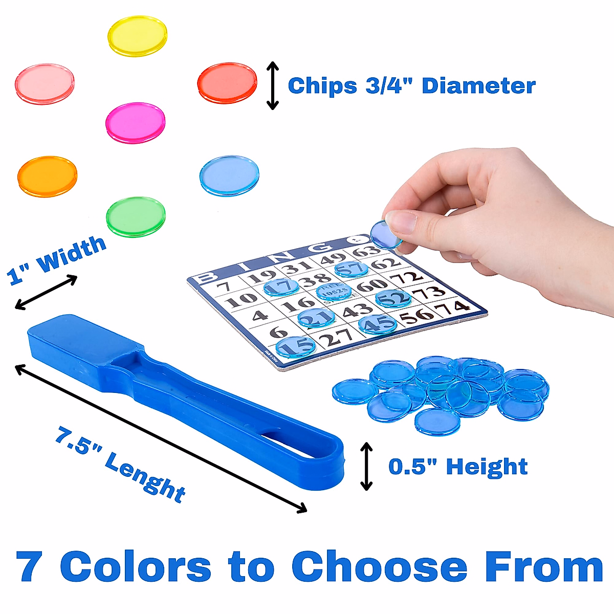 MR CHIPS Made in USA Magnetic Wand with 100 Bingo Plus Extra Blue Chips