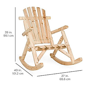 Best Choice Products Wooden Rocking Chair Outdoor Wood Rocker Adirondack Lounger Accent Furniture for Yard, Patio, Garden w/Natural Finish