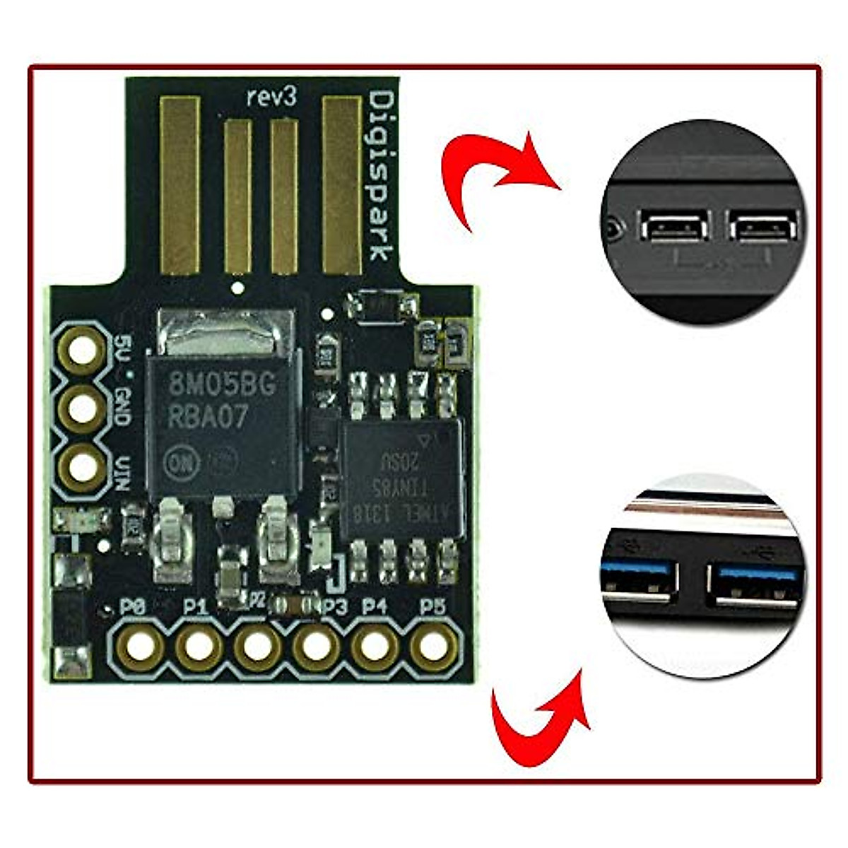 WSDMAVIS 2 Pcs General Digispark Kickstarter ATTINY85 Micro USB Development Board for Arduino