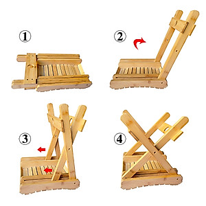 TripDock 12 Inch High Natural Bamboo Folding Stool for Shaving/Shower/Foot Rest/Outside Fishing Chair, Fully Assembled (Natural)