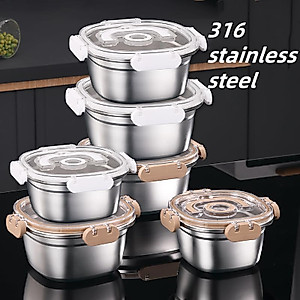 CHENMUYI Stainless Steel Food Containers with Lids Stainless Steel Lunch Bento Box Kitchen Snack Storage Containers Reusable&Stackable Metal Container for Home, Travel, Work, Party, Leftovers (white)