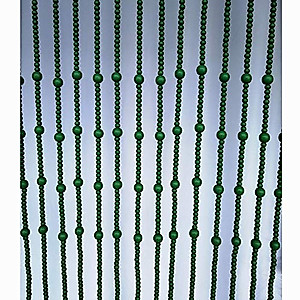 OKUOKA 41 Strands Beaded Door Curtains for Doorways Wood Bead String Curtain for Room Dividers Handmade Home Entrance Partition Decoration Green, Multi-Size Customizable (Size : 90X200cm)